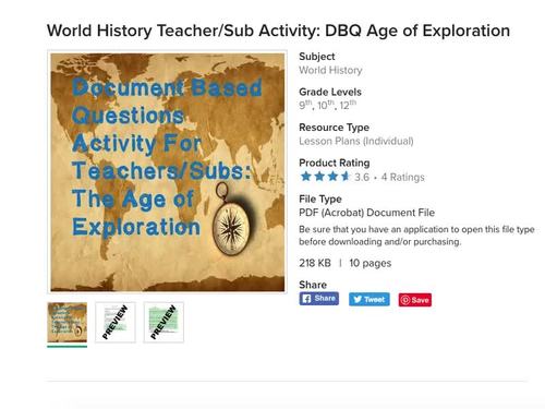 World History Teacher/Sub Activity: DBQ Age of Exploration | TpT
