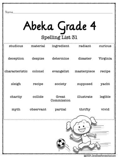 Abeka Spelling, Vocabulary & Poetry 4 - 6th Ed. - List 31- i making e sound