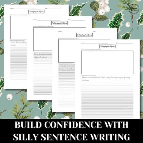 Christmas Holiday Writing Bundle | Cursive Prompts, Sentences & Vocabulary