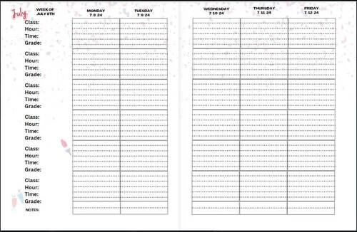 Middle and High School 6 Period Teacher Planner 2024-2025 Printable