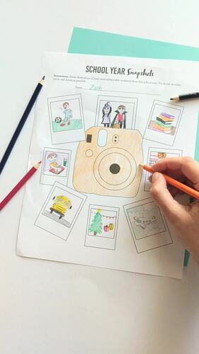 School Year Snapshots Art Activity | End of Year Project | Last Day of ...