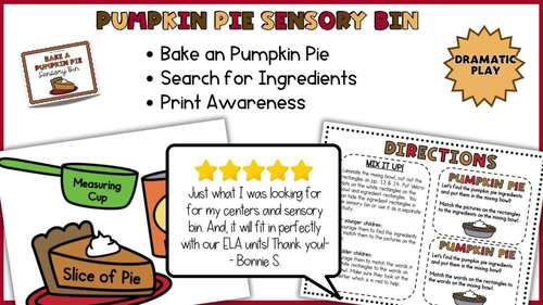 Pumpkin Pie Sensory Bin for Dramatic Play Pumpkin Theme Cooking Activities