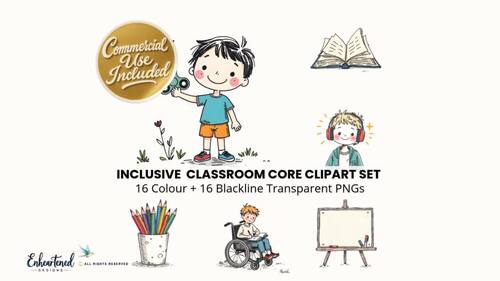 Inclusive Classroom Core Clipart Set, 16 Colour + 16 Blackline ...