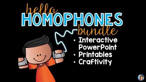 Homophones PowerPoint and Task Cards Bundle for 2nd, 3rd, and 4th grade