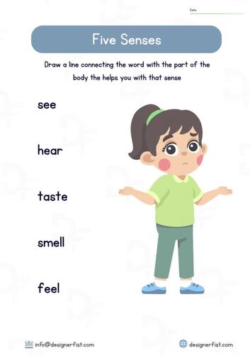 Autism Body Five Senses Worksheet For Childs by Inclusive Learning Support