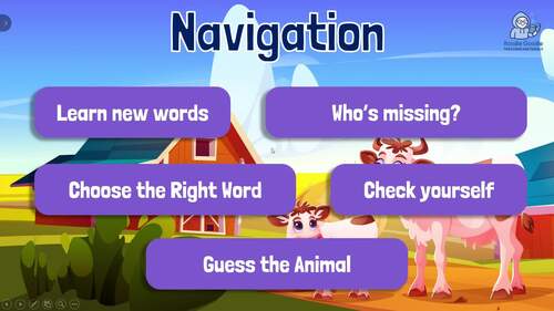 Farm Animals No-Prep Interactive PowerPoint Game Pack (18 Words, 5 Games)