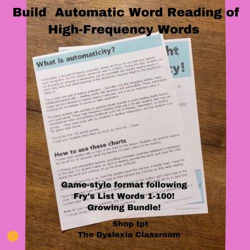 Automaticity Practice with High-Frequency Words by The Dyslexia Classroom