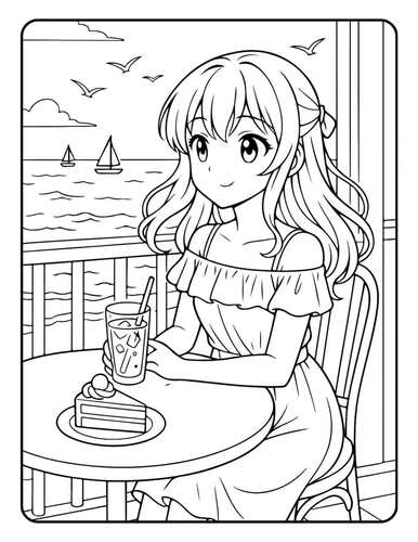 Summer Girls Anime Coloring Pages | 45 Digital Cute Beach & Bikini Outfits