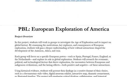 Middle School Group PBL: European Exploration of America | TPT