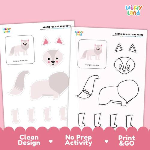 Arctic Fox Cut and Paste Activity | Winter Animal Craft & Coloring Page