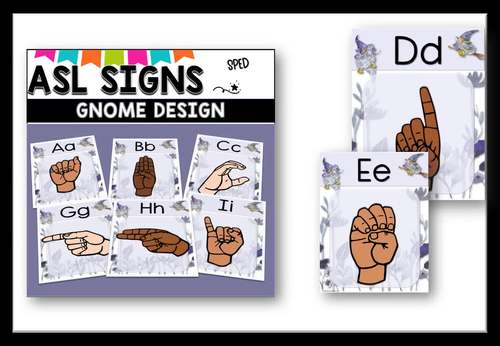 ASL Alphabet posters. Gnome design by Oceanview Resources | TPT