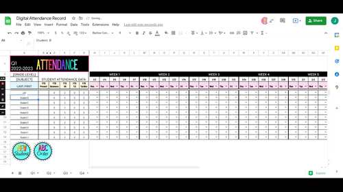 Digital, Quarterly Attendance Tracker by Kristan Etheridge | TPT