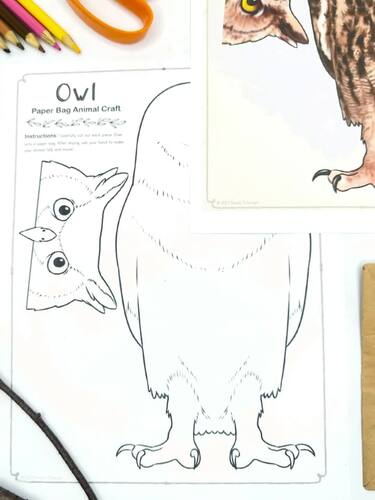 Owl | Paper Bag Puppet | Printable Craft | Owls by Simply Schoolgirl