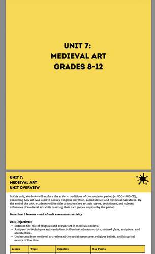 Medieval Art | Art History | Unit | Lesson Plans | Worksheets | Grades 8-12