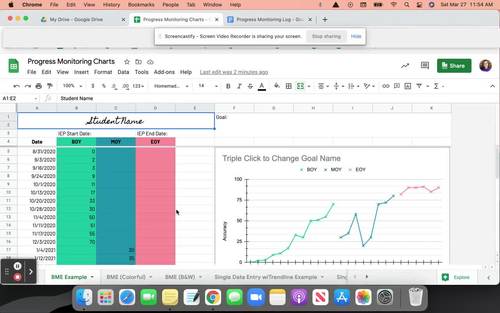 Progress Monitoring Tracking Sheets and Graphs for Special Education or RTI