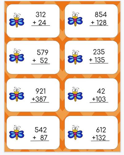 3 Digit plus 2&3 Digit Addition (mixed methods) BINGO Activity ...