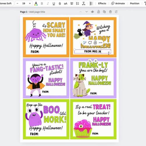 Halloween Gift Tags Editable in Canva, Teacher Gift for Students ...