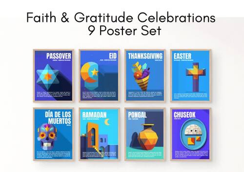 World Celebrations of Faith & Gratitude Posters for Middle & High School