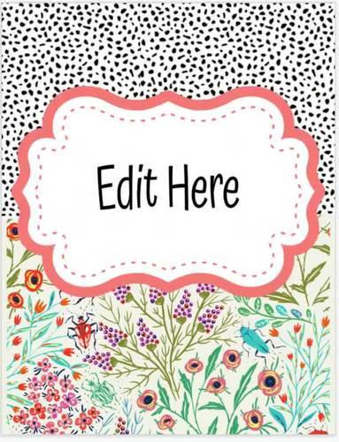 Editable Binder Covers Floral Print by Sassyy in Second | TPT