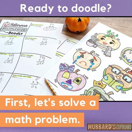 Halloween Math - Up to 3-digit Multiplication / Color / Pumpkin Doodle ...