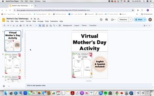 Mother's Day Teletherapy All About My Mom Google Slides Virtual | TPT