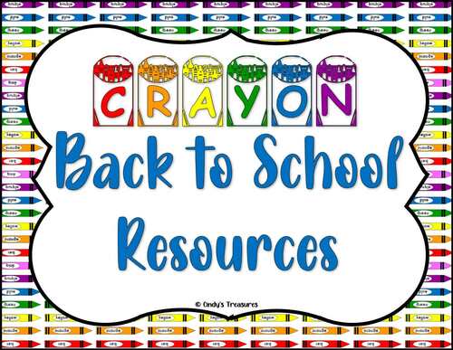 Crayon Back to School Set by Cindy's Treasures | TPT