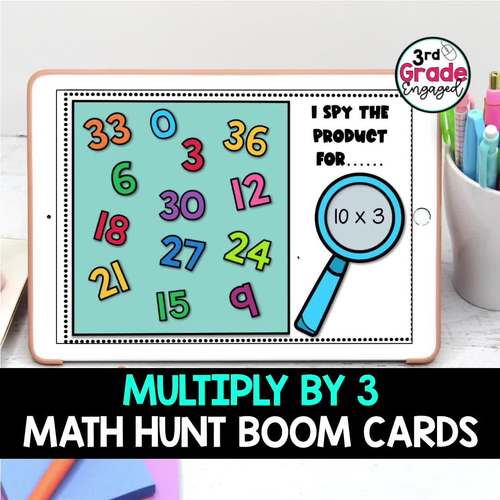 Multiply by 3 Multiplication Boom Cards Hunt by 3rd Grade Engaged