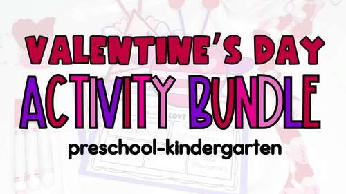 Valentines Day Literacy & Math Centers for Preschool, Pre-K & Kindergarten