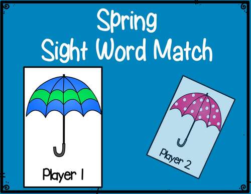 Spring Sight Word Match Game by The Teaching Scene by Maureen | TPT