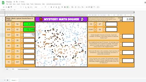 Halloween - Multi-Digit Multiplication - Digital Math Activity - Pixel Art