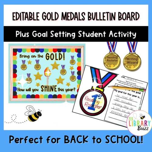 Editable Gold Medals Bulletin Board & Goal Setting Writing Activity ...