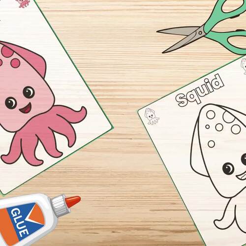 Squid Craft Template-Ocean Animals Bulletin Board Craft-Summer Cut ...