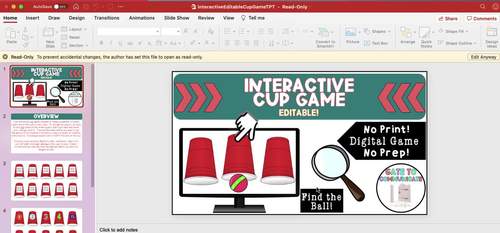 Editable Interactive Cup Game by Gate to Communicate | TPT