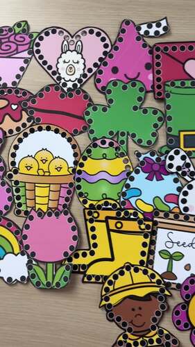 Spring and Valentines Day Fine Motor Practice Hole Punch Cards St ...