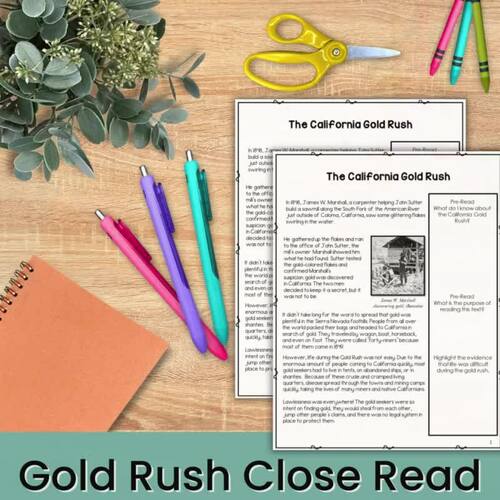 California Gold Rush Reading Comprehension - California Social Studies ...