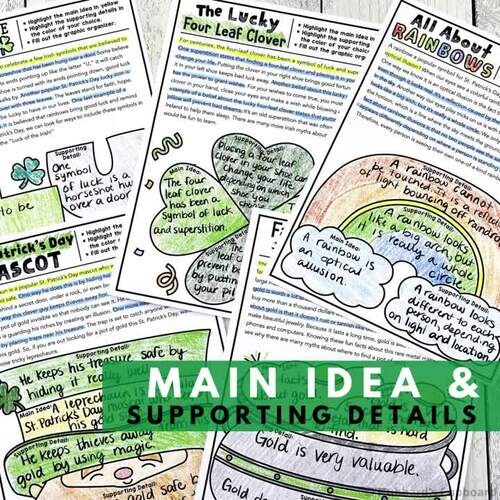 St. Patrick's Day Reading - Main Idea and Supporting Details - Graphic ...