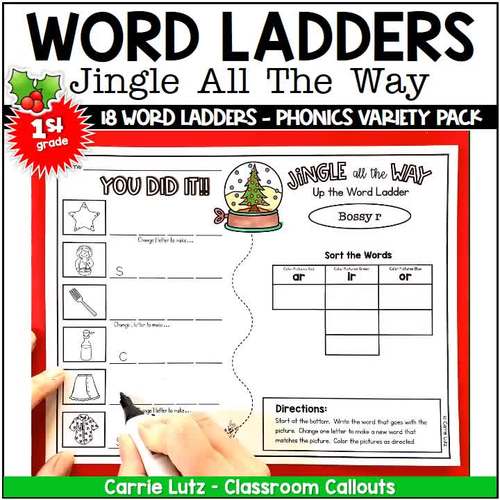 Christmas Phoneme Substitution Word Ladders 1st Grade Phonics Christmas ...