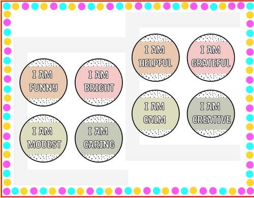 Boho Neutral Spotty Student Affirmation Cards, Editable Affirmation Station