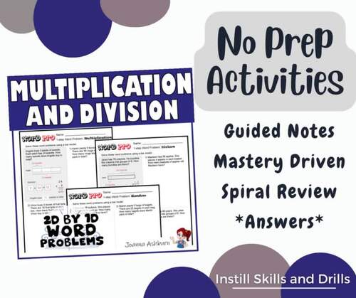 Multiplication and Division Bar Model Word Problems 2 Practice Worksheets