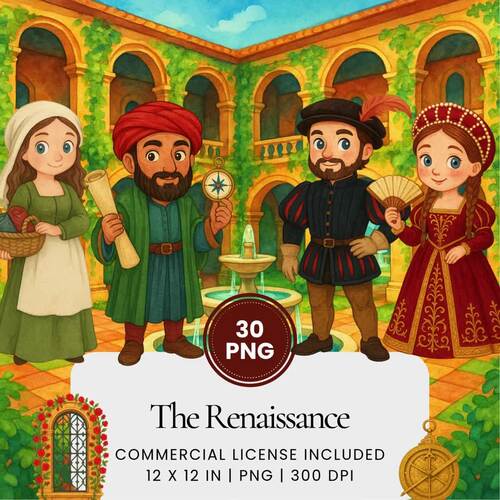 The Renaissance Clipart Watercolor Bundle by Ikota Design | TPT