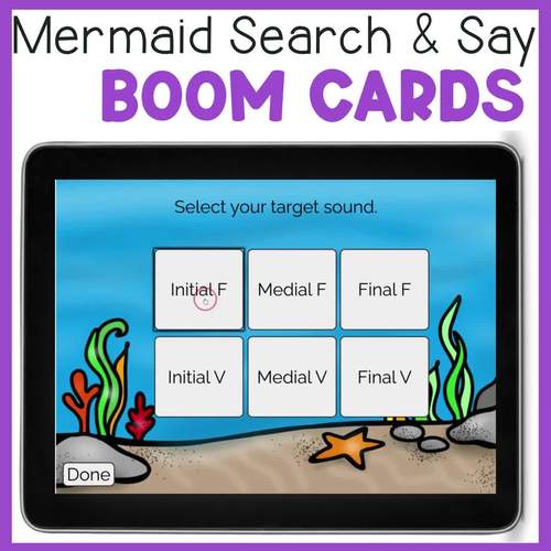 Articulation Boom Cards BUNDLE: Mermaid Search & Say by Speechie Pals