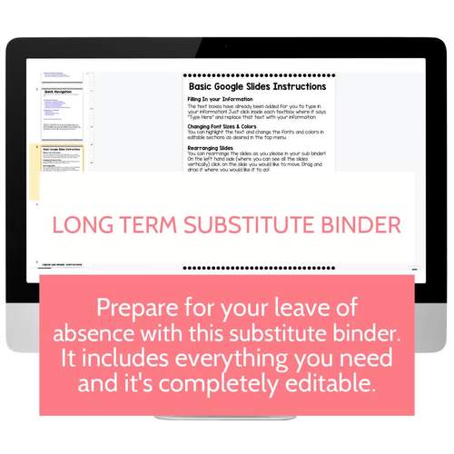 Substitute Binder Google Slides Bundle | Short + Long Term Sub Binder