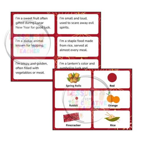 Printable chinese new year bingo - Lunar New Year matching cards