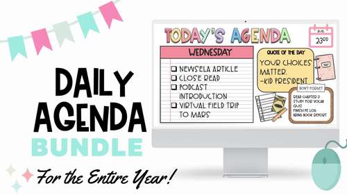 Daily and Weekly Agendas Bundle Google Slides All Year and All Holidays