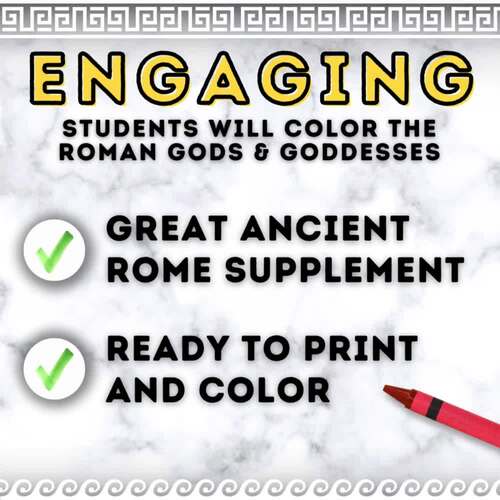 Roman Gods and Goddesses Coloring Pages Ancient Rome Mythology Fun Activity