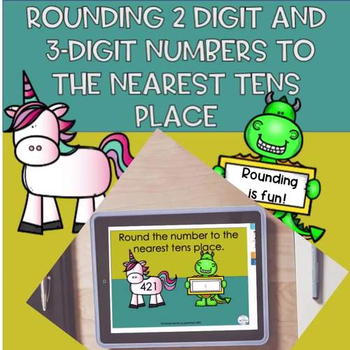Rounding to the nearest tens place- boom cards- distance learning