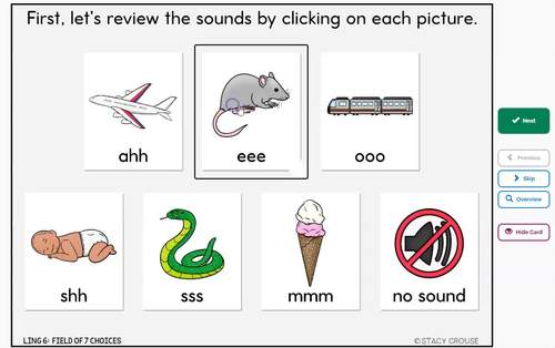 Ling 6 Sounds Discrimination Daily Listening Check BOOM CARDS™ Field of 7