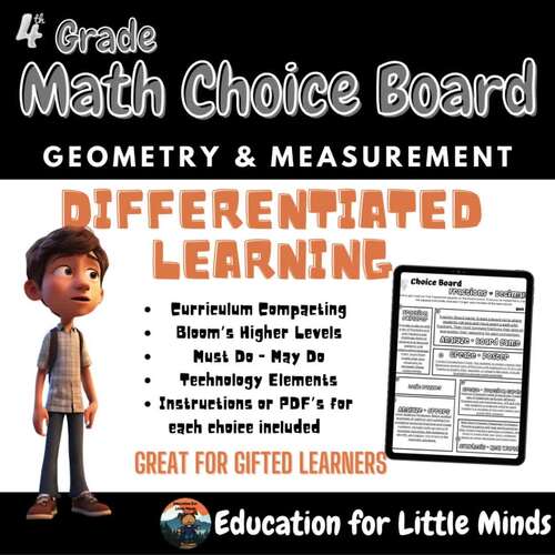 4th Grade Math Choice Boards - Geometry & Measurement | TPT