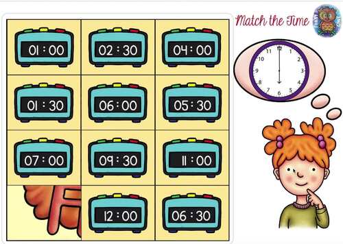 TELLING TIME TO THE HOUR & HALF HOUR BOOM CARDS HIDDEN PICTURE MATH ...