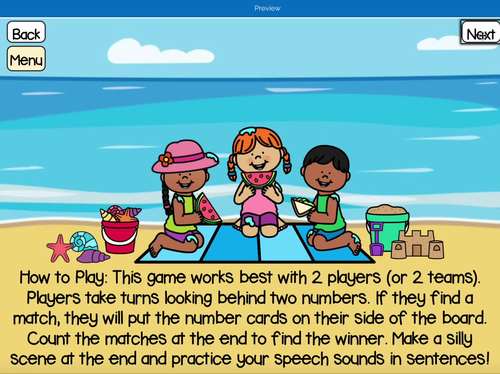 Summer Articulation Memory Matching Games Boom Cards™ Bundle Speech Therapy